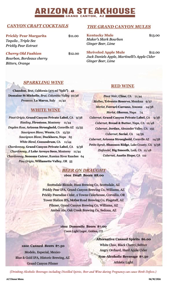 Arizona Steakhouse Menus