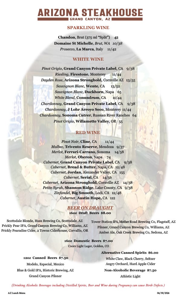 Arizona Steakhouse Menus