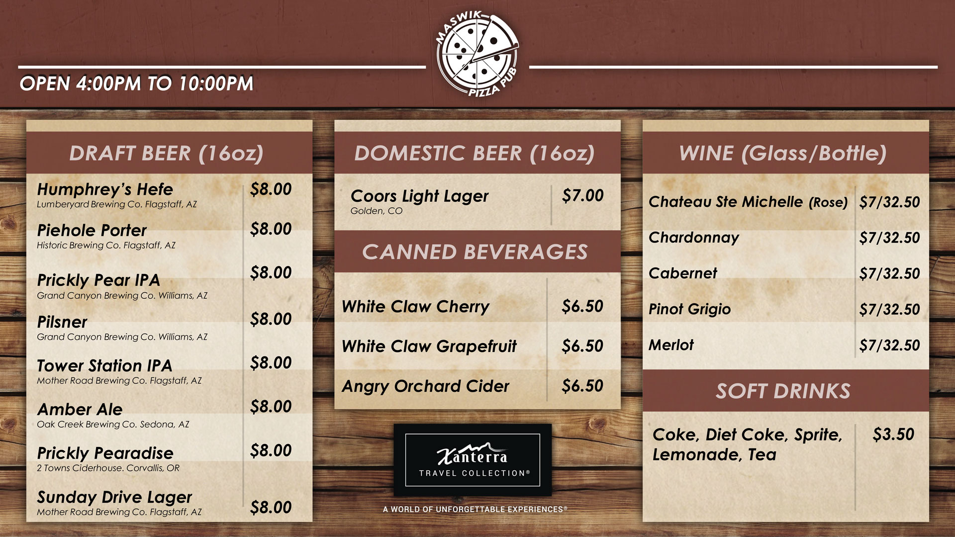 Maswik Pizza Pub Menus