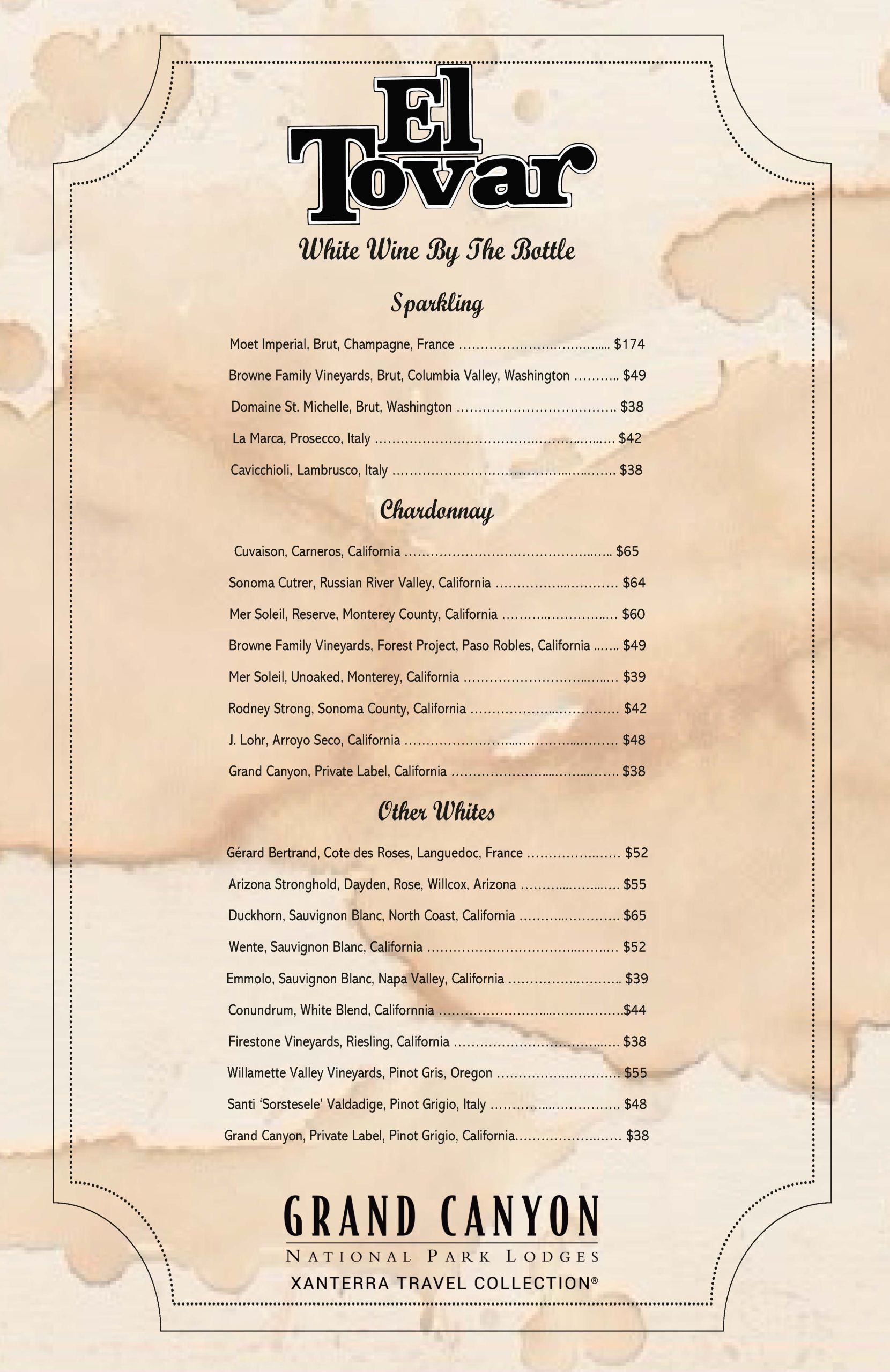 El Tovar Dining Room Menus