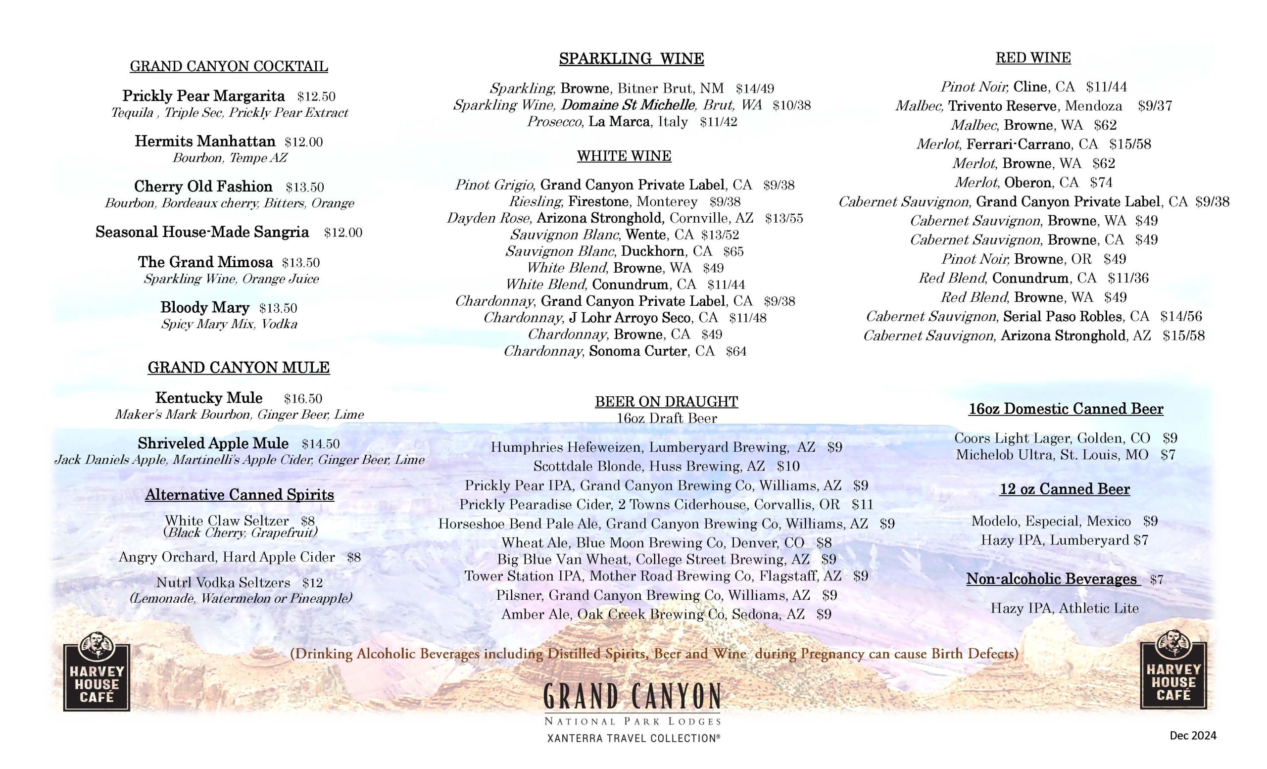 Harvey House Café & Fred Harvey Tavern Menus