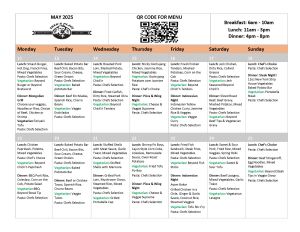 Employee Dining Room Menu